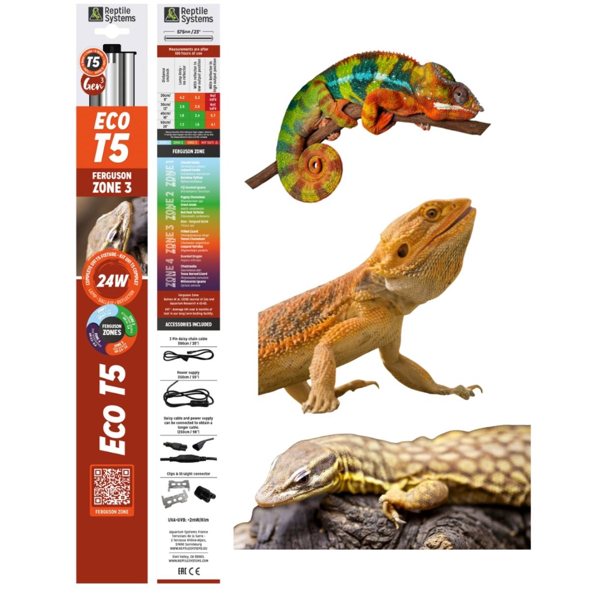 Reptile Systems Eco T5 Gen 2 Ferguson Zone 3 Fixture with Lamp (24 inch ...