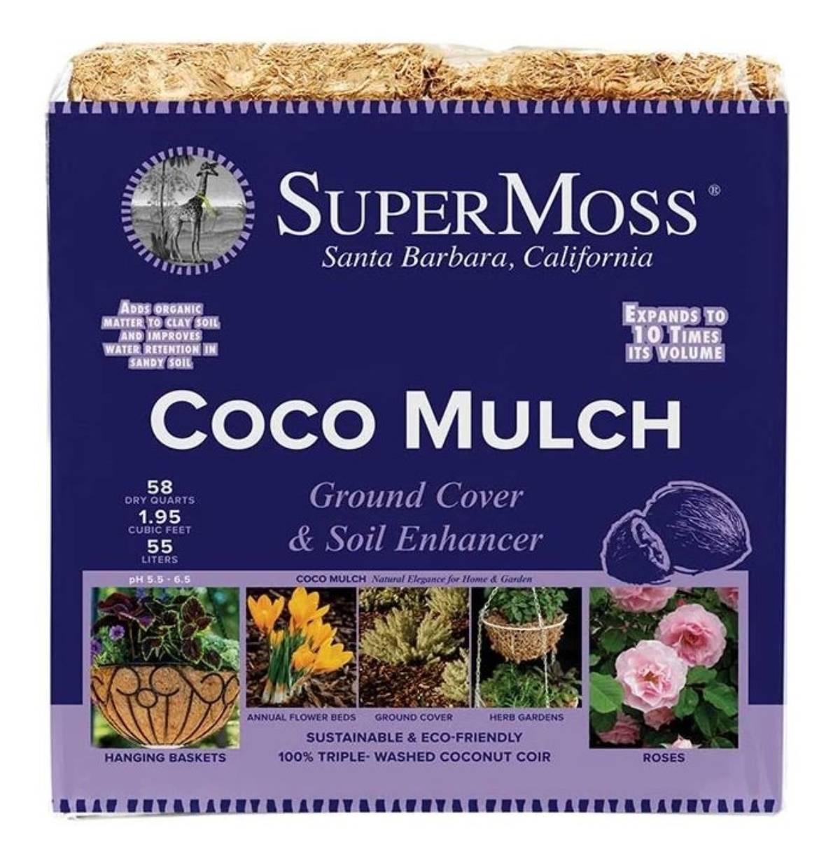 SuperMoss Coco Mulch - Small Bale (2 CuFt, 55 Liters)